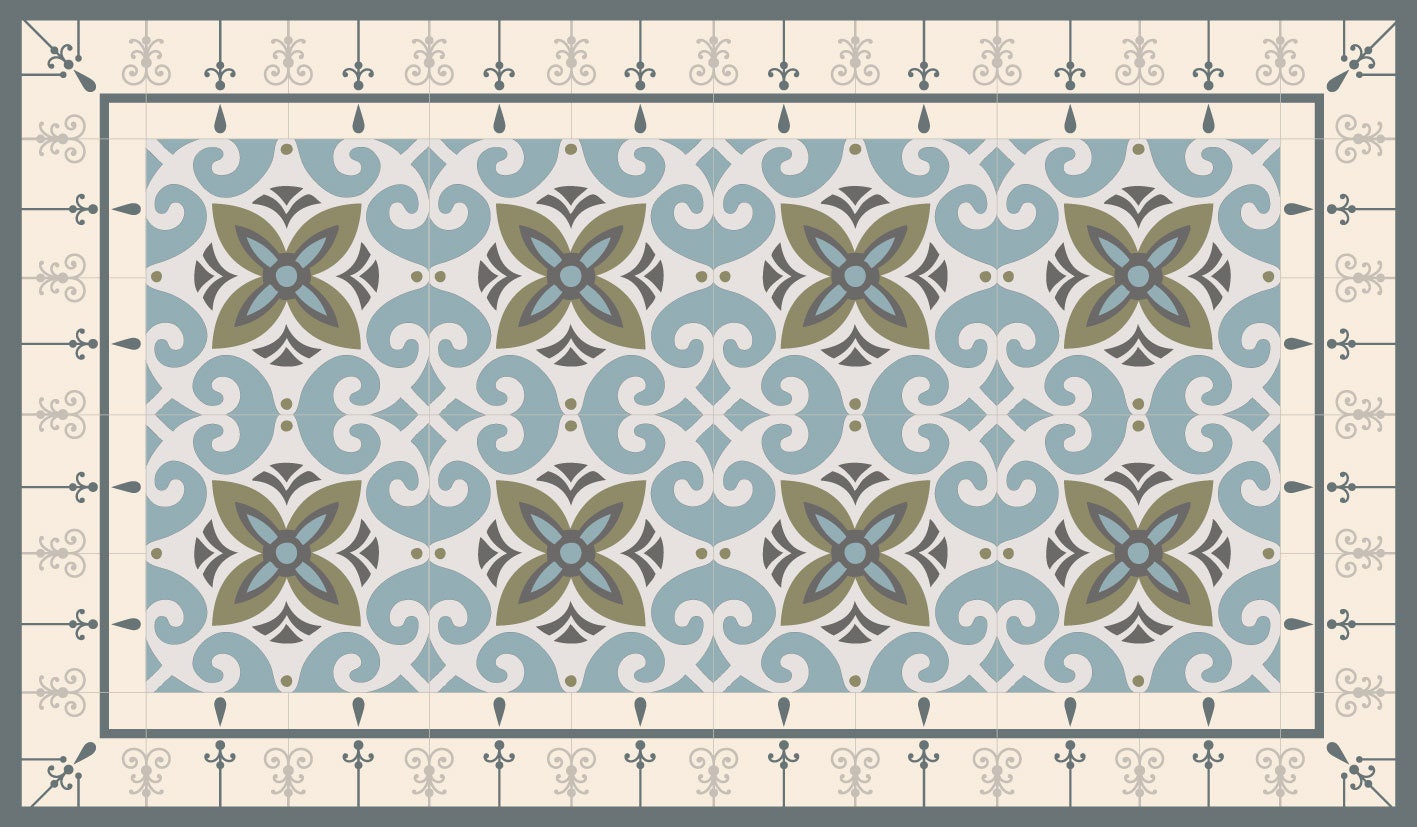 Moroccan tiles floor mat pvc kitchen rug Linoleum area rug | Etsy