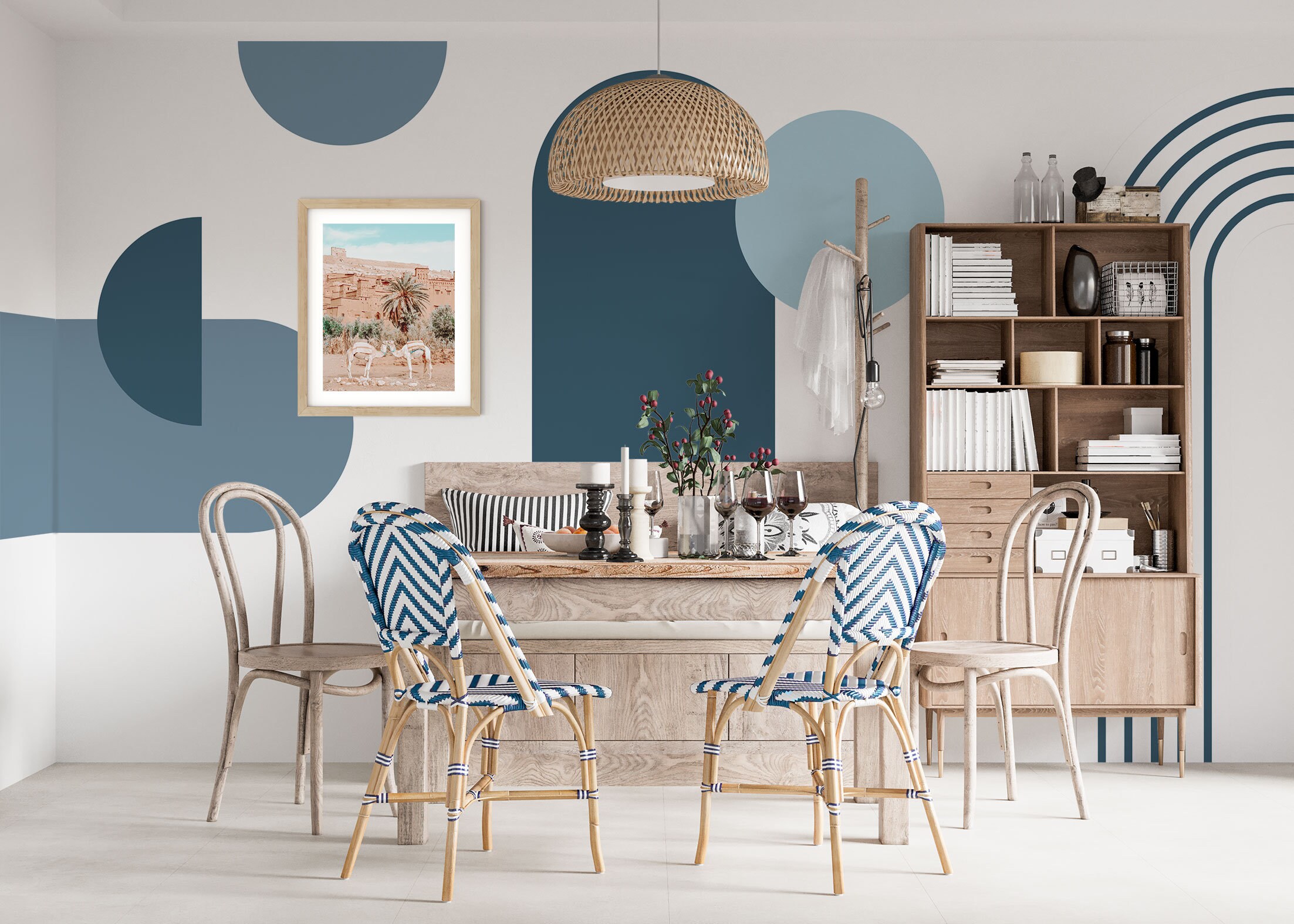 Round Wallpaper Sticker Easy DIY Apply Paper Free Peel and | Etsy