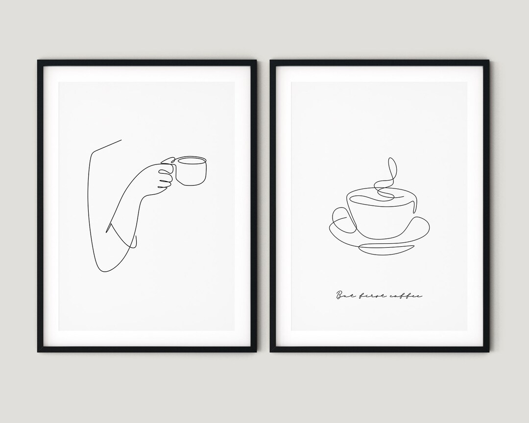 Wall Print, Wall Collage, One Line Coffee, Printable Poster ...