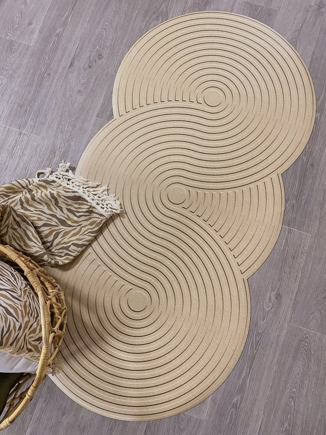 Geometric Shape Rug, Decorative Linoleum Rug, Natural Color Design Rug ...