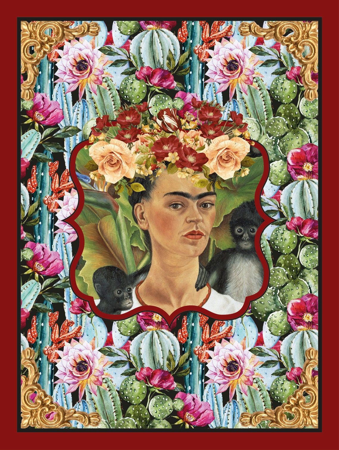 Floral Cactus Frida Kahlo PRINTABLE Poster Romantic Modern - Etsy