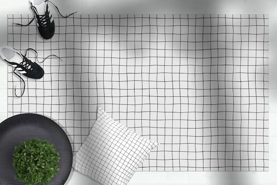 Minimalist Grid floor mat Scandinavian rug Modern rug | Etsy