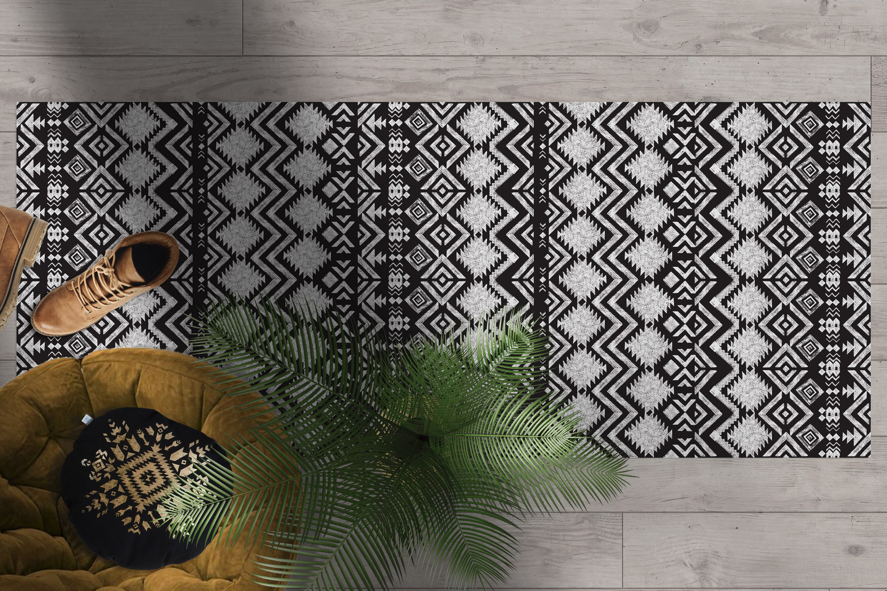 Black and white floor mat Scandinavian rug Modern rug | Etsy