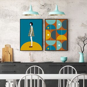 Retro Girl - PRINTABLE Posters Colorful Cute Modern Prints, Home Decor ...