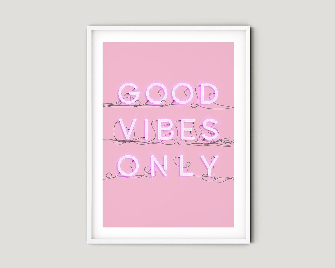 Neon Good Vibes PRINTABLE Poster Typography Print Home | Etsy
