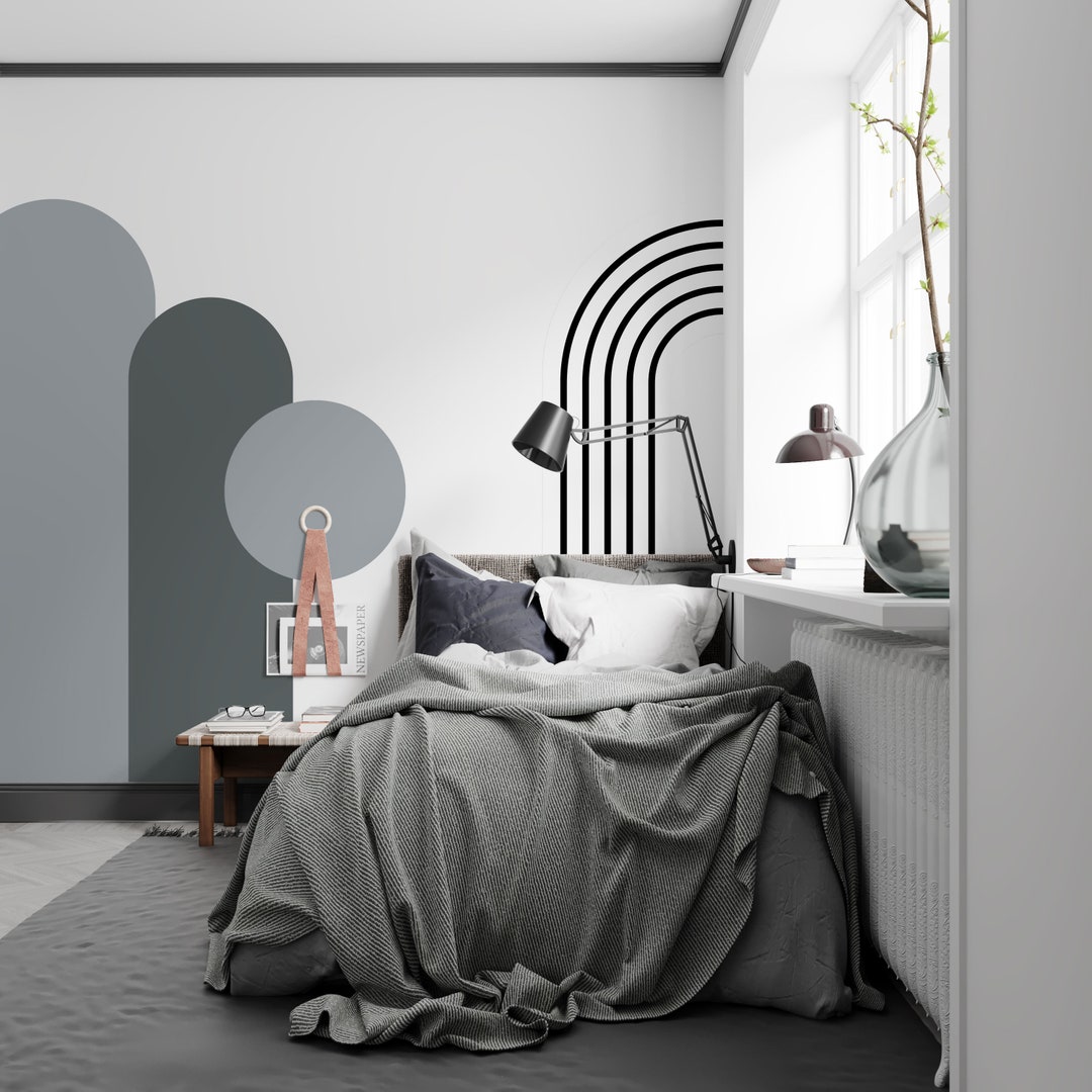Full Set Geometric Wallpaper 8 Stickers Easy DIY Apply Paper Free Peel ...