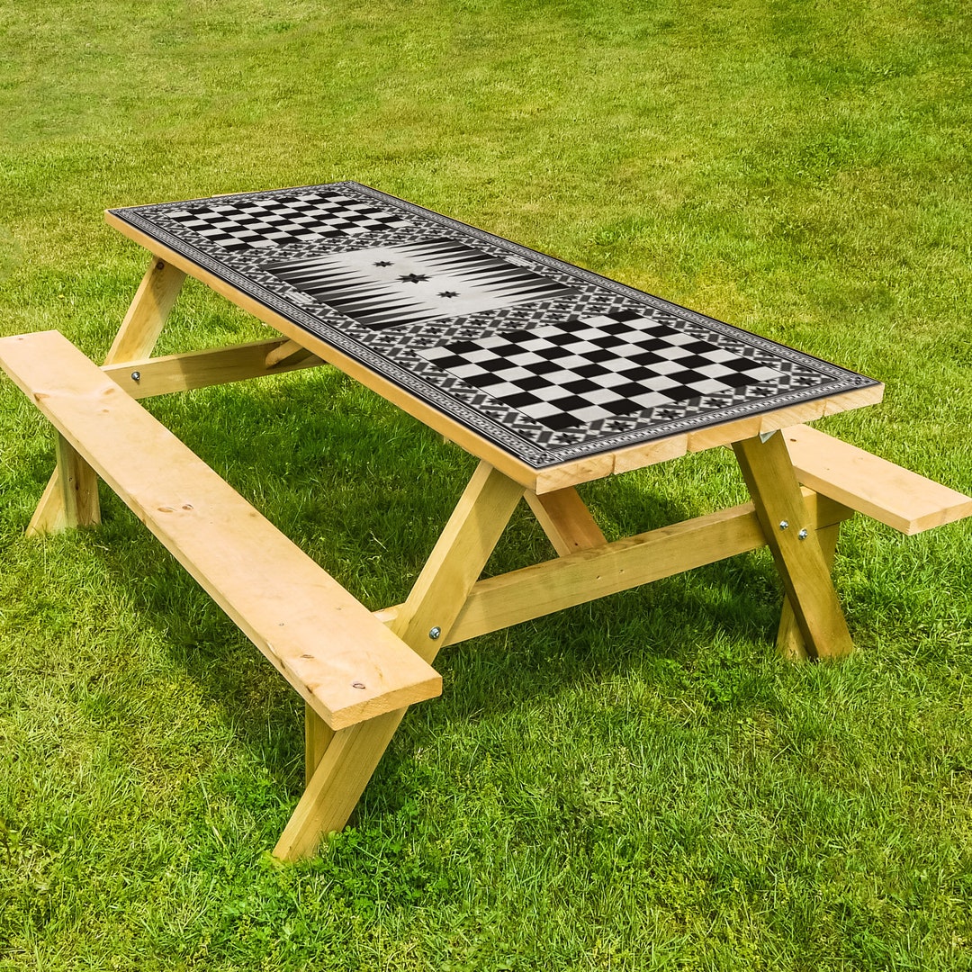 Chess - Table Play Mat, Old Tiles, Marble Tiles, Black and White ...