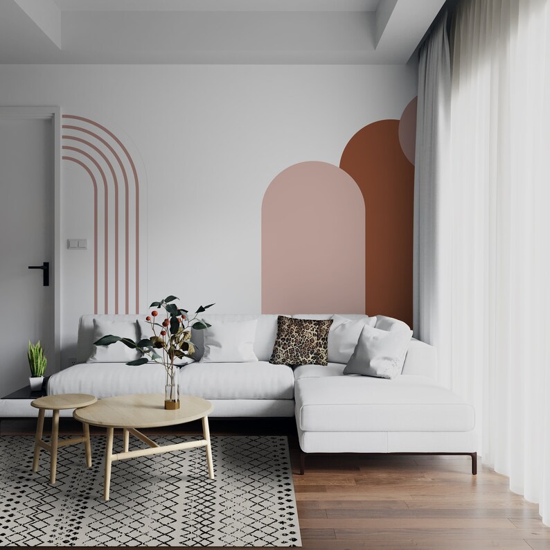 Full Set Geometric Wallpaper 8 Stickers Easy DIY Apply Paper Free Peel ...