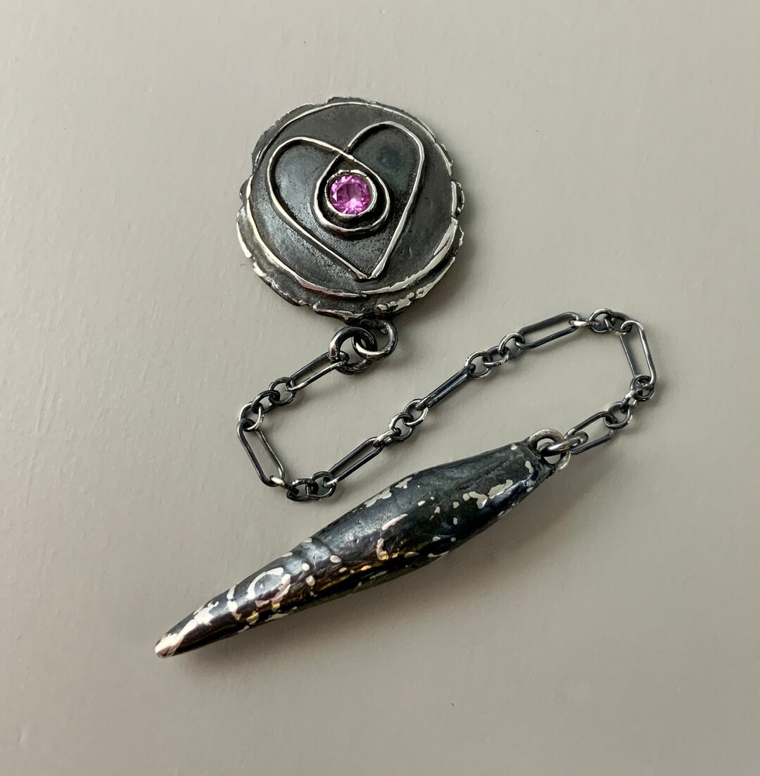 LOVE Energy Divination Pendulum, Solid Pure Silver Pendulum With Heart ...