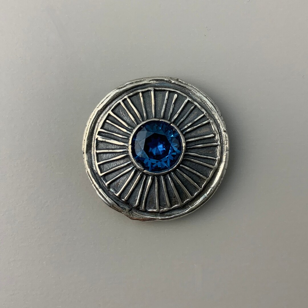 Solid Pure Silver Third Eye Chakra Talisman, Blue Zircon Gemstone - Etsy
