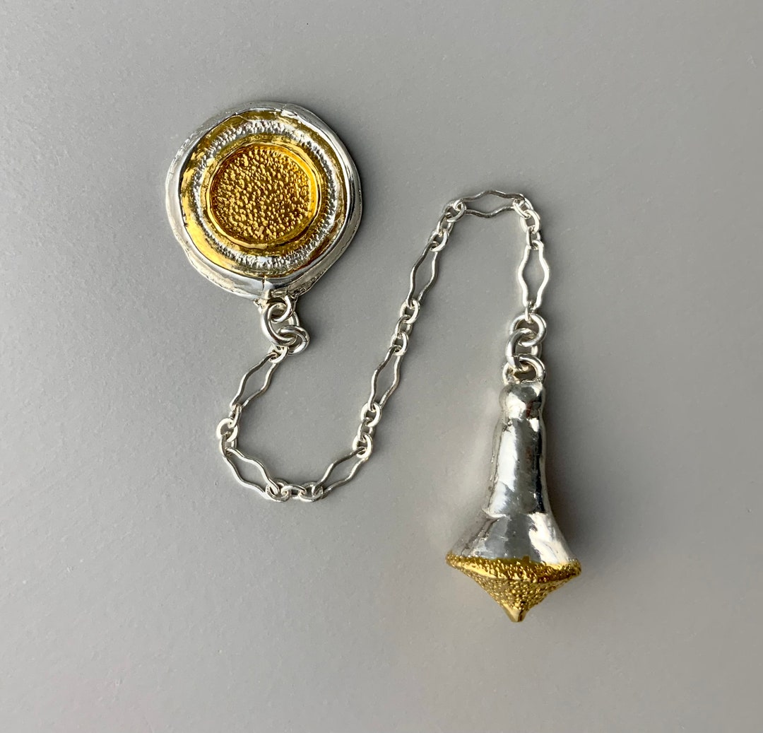 Sun and Moon Celestial Pendulum, Solid Fine Silver & 24K Gold Pendulum ...