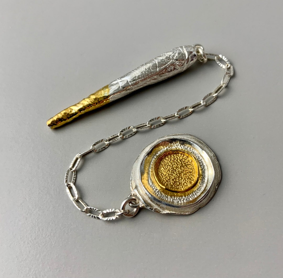 Solid Fine Silver & 24K Gold Pendulum for Chakra Healing, Meditation ...