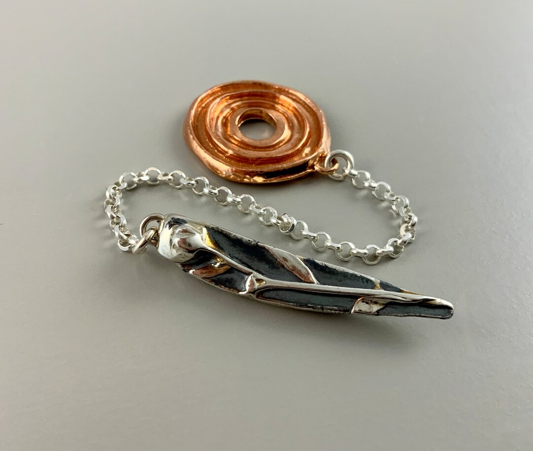 Silver Flower Pendulum With Copper Energy Talisman, Divination Tool ...