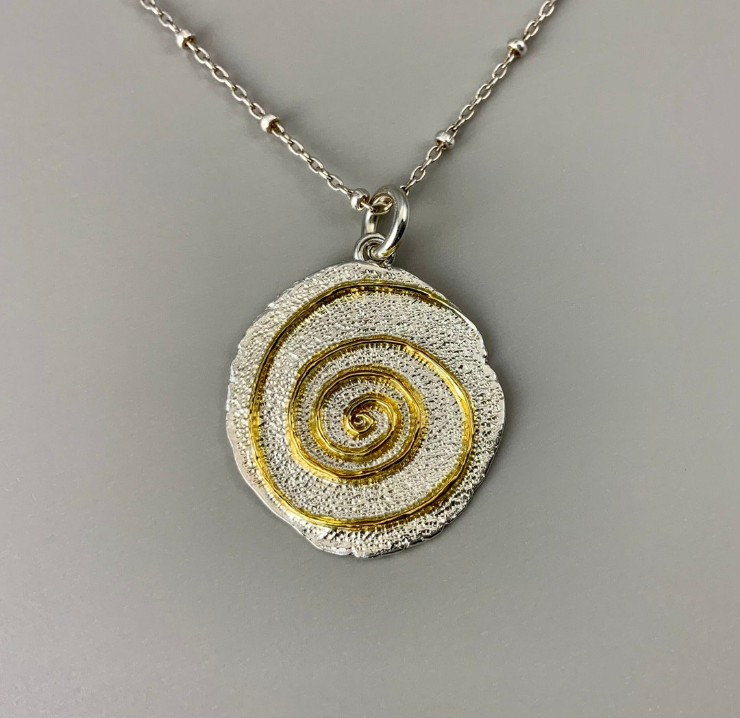 Ancient Metaphysical Symbol Charm, Silver and 24K Gold Spiral Talisman ...
