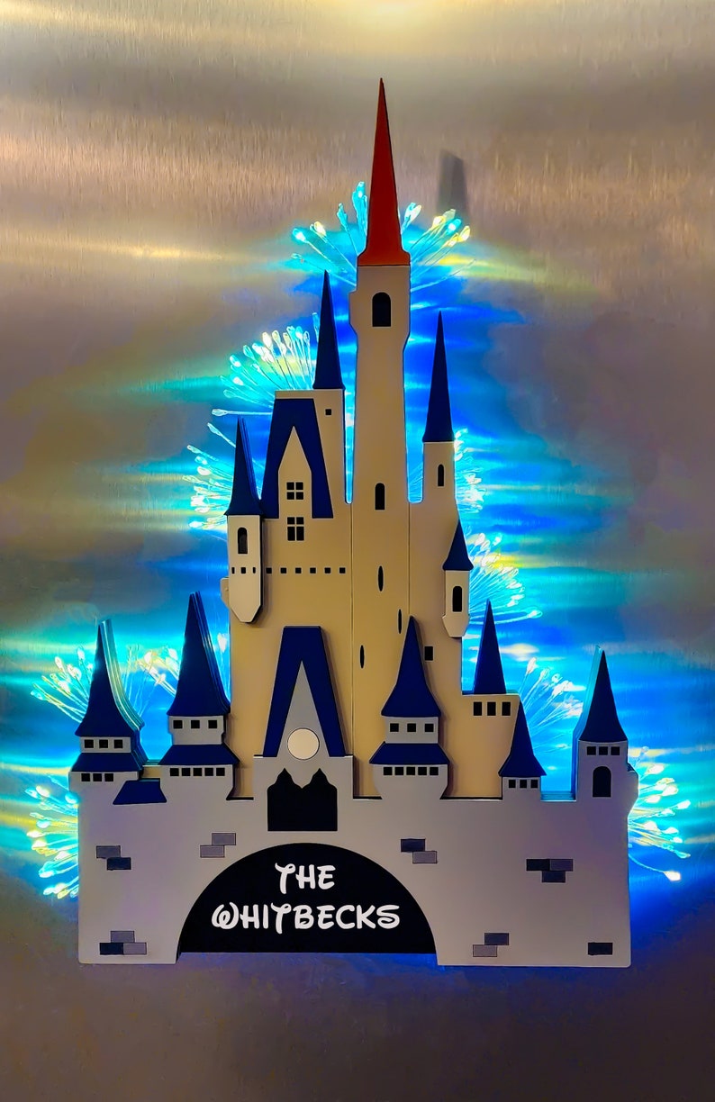 Customizable Wooden Light up Disney Castle Magnet W/ Fireworks - Etsy