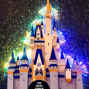 Customizable Wooden Light up Disney Castle Magnet W/ Fireworks - Disney ...
