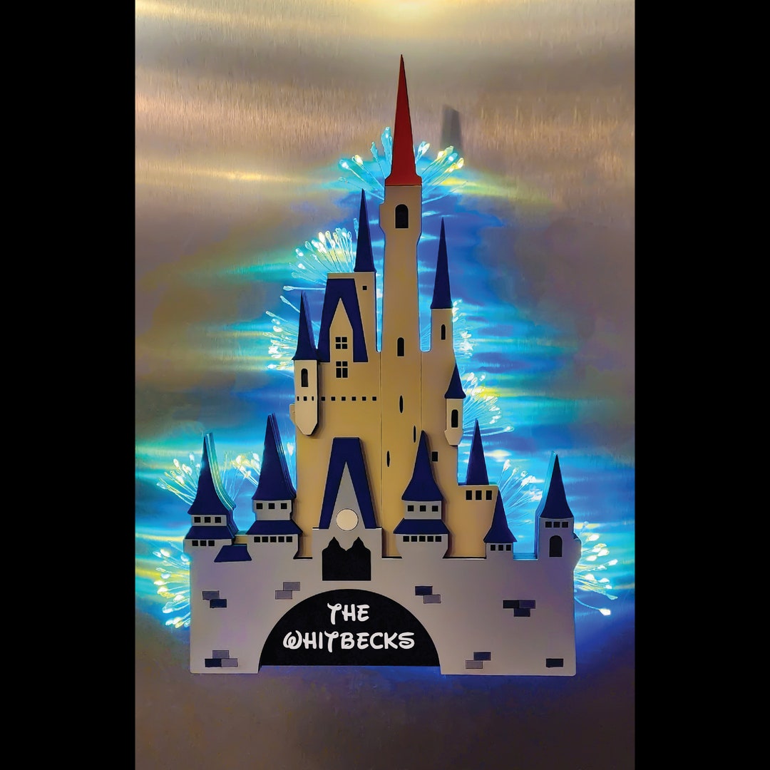 Customizable Wooden Light up Disney Castle Magnet W/ Fireworks - Etsy
