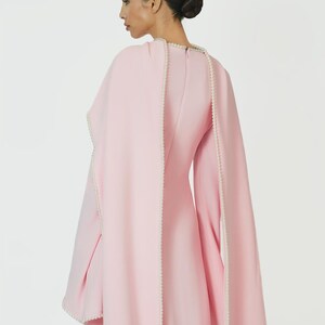 A-line Pearl Trim Maxi Dress - Blush Pink | Tzinut Fashion | Modest ...