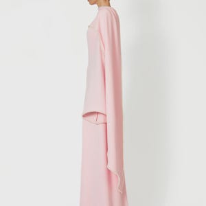 A-line Pearl Trim Maxi Dress - Blush Pink | Tzinut Fashion | Modest ...