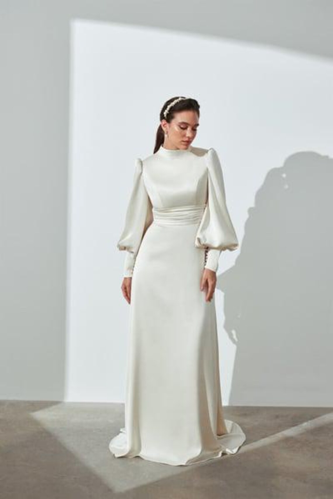 Satin Hight Neck Gown| Tzinut Fashion | Modest Gown | Shabbat Outfits ...