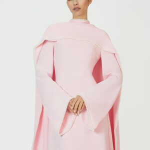 A-line Pearl Trim Maxi Dress - Blush Pink | Tzinut Fashion | Modest ...