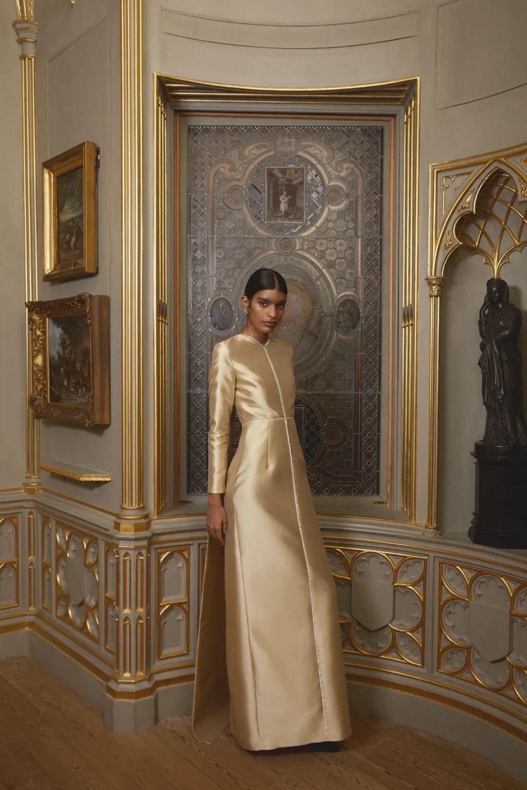 A Line Strong Satin Dress Cream | Tzinut Fashion | Modest Clothing ...