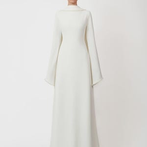 A-line Pearl Trimm Maxi Dress - off White | Tzinut Fashion | Modest ...