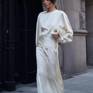 Satin Drapped Waist Gown| Tzinut Fashion | Modest Gown | Shabbat ...
