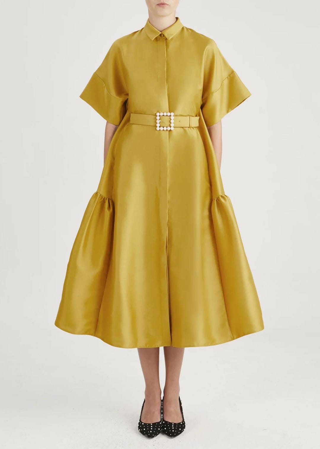 Mustard Kimono Sleeves Midi Dress | Modest Fashion | Tzinut Outfits ...