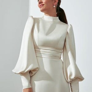 Satin Hight Neck Gown| Tzinut Fashion | Modest Gown | Shabbat Outfits ...