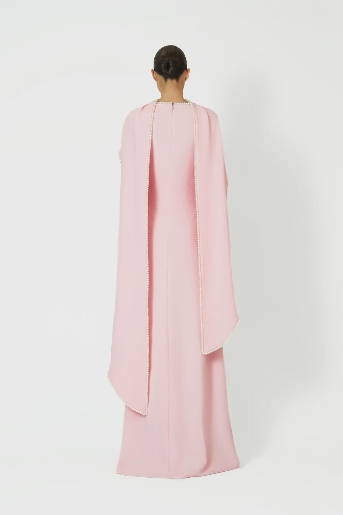 A-line Pearl Trim Maxi Dress - Blush Pink | Tzinut Fashion | Modest ...