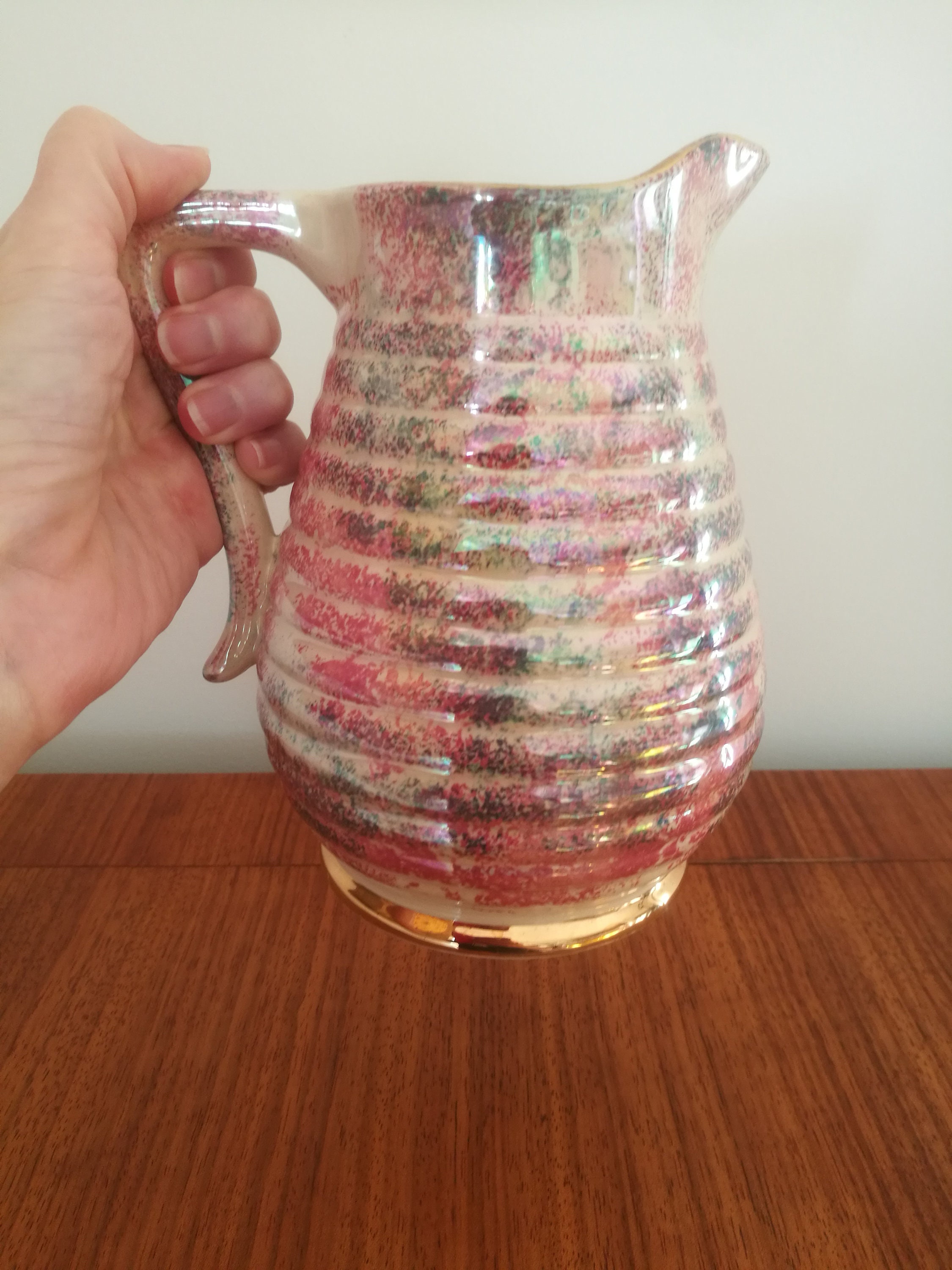 Govancroft Lustre Rainbow Spongeware Jug - Etsy UK