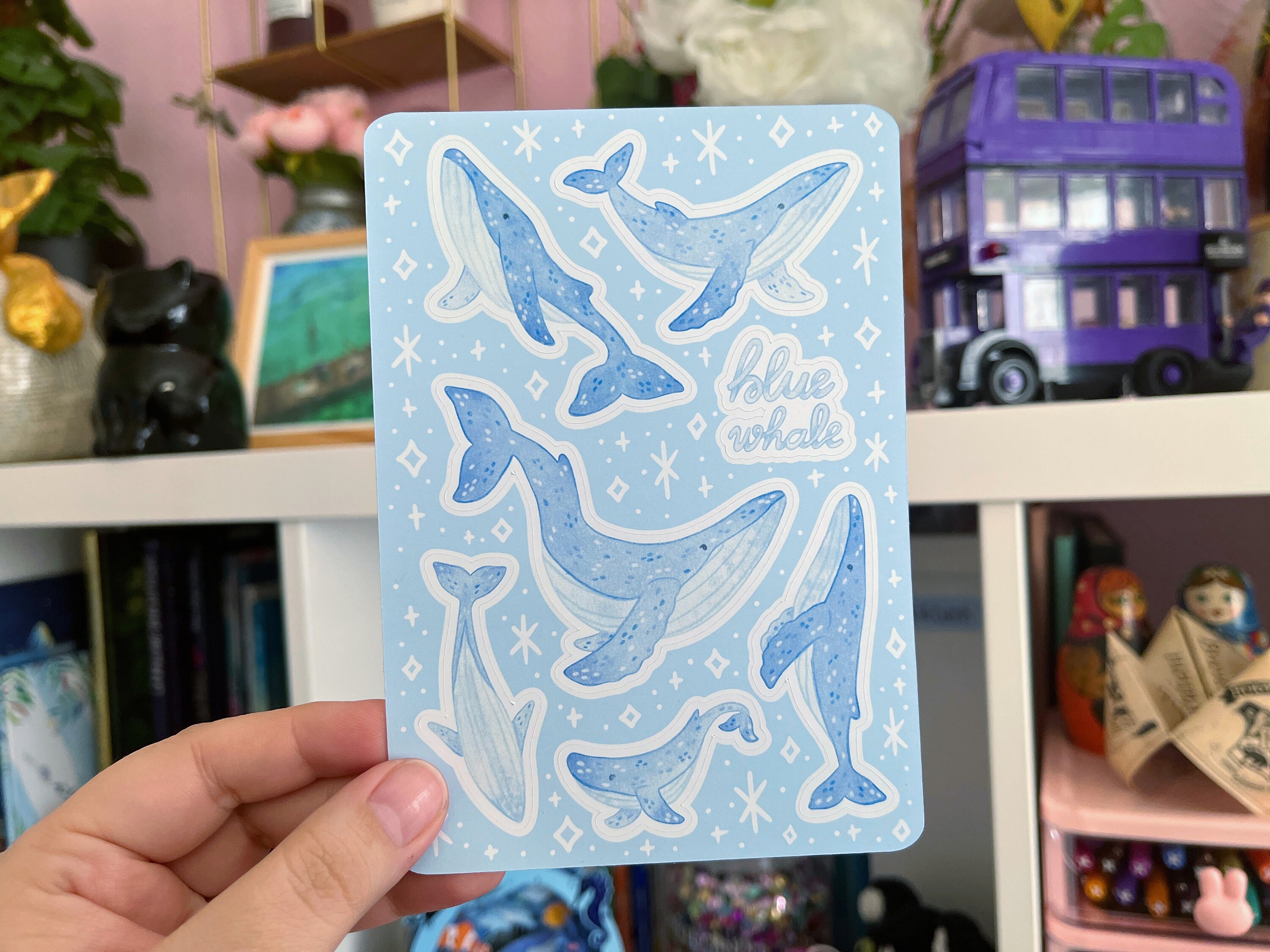 SS023 Blue Whale Sticker Sheet Whale Stickers Blue Whale - Etsy