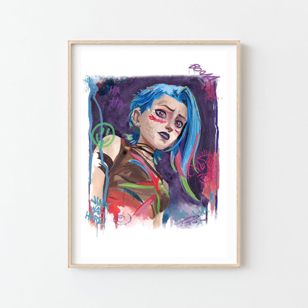 Jinx Arcane Watercolor Illustration League of Legends Inspired Art ...
