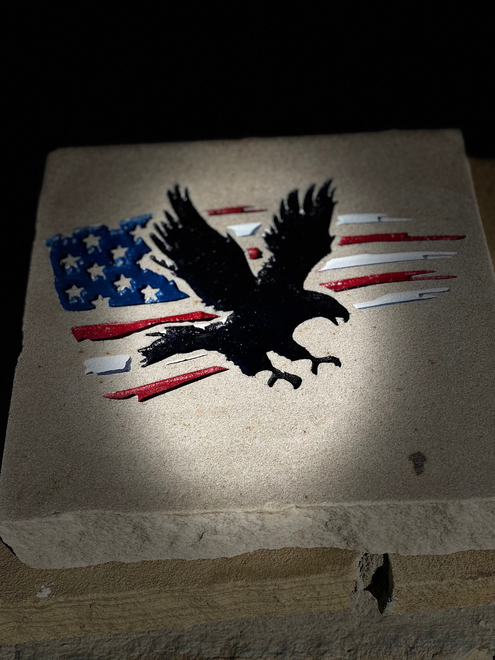 Eagle American Flag Rock Landscape Stone Engraved Garden | Etsy