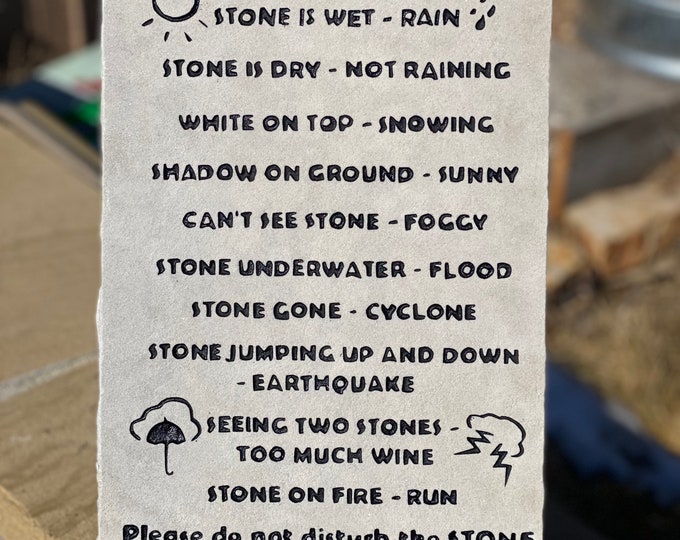 Engraved Weather/ Forecast Stone. 17x11x1.75 Inches Made of Natural ...