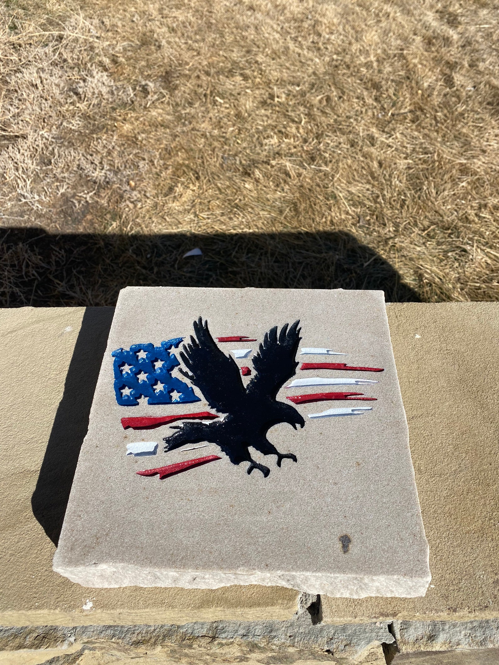 Eagle American Flag Rock Landscape Stone Engraved Garden | Etsy
