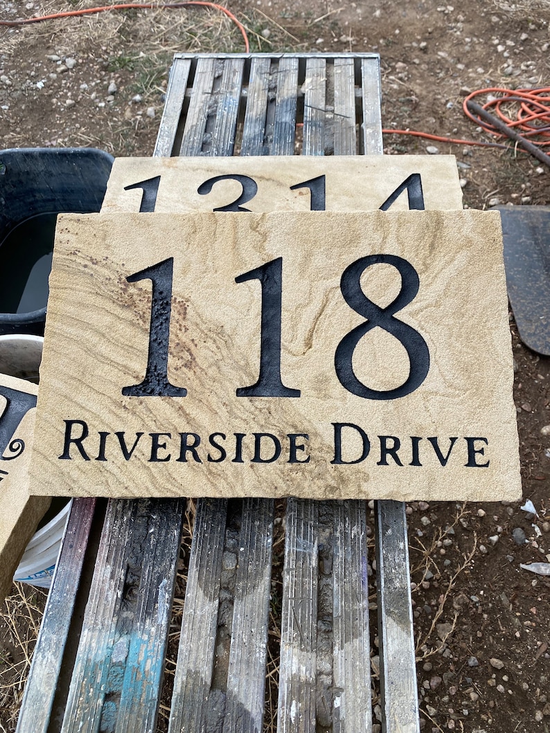 Personalized Engraved Stone Address Stone 16x10x1.75", House Numbers ...