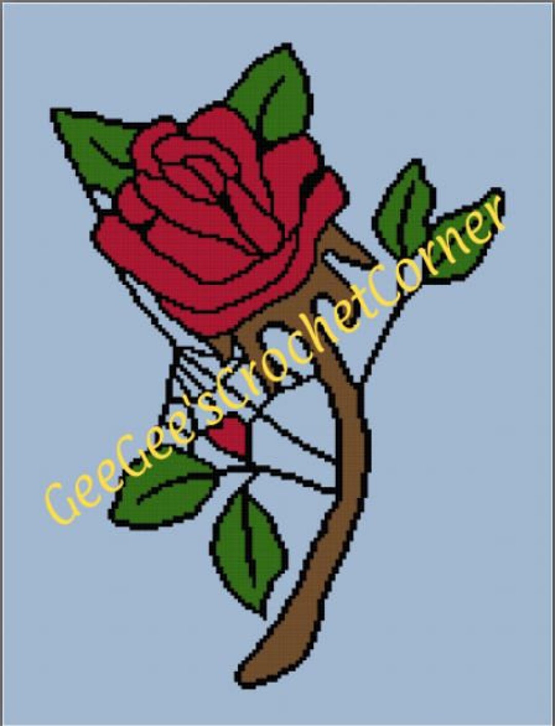 Rose With Heart Graphghan Graph Afghan Pattern - Etsy