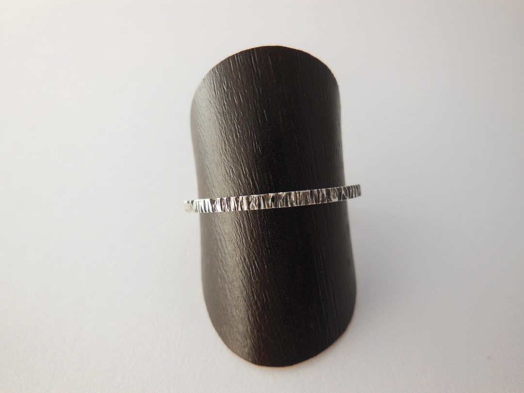 Sterling Silber Stapelbarer Ring 1,5 mm Quadratischer Draht Baumrinde ...