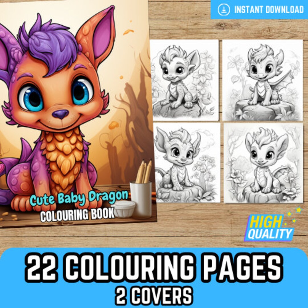 Cute Baby Dragon Coloring Pages Vol 2 - Etsy