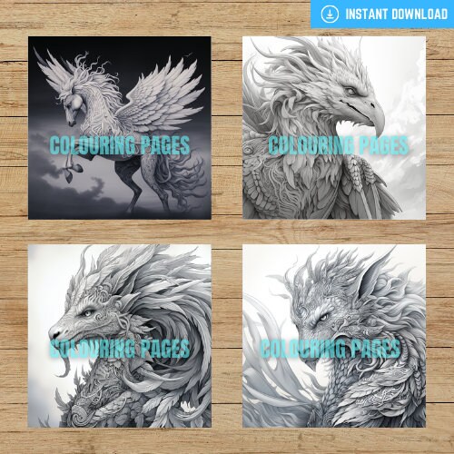 22 Mythical Creatures Coloring Pages Plus 2 Covers - Etsy