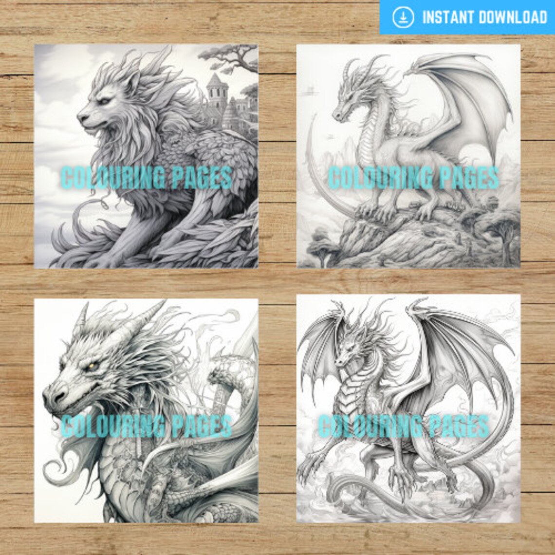 22 Mythical Creatures Coloring Pages Plus 2 Covers - Etsy