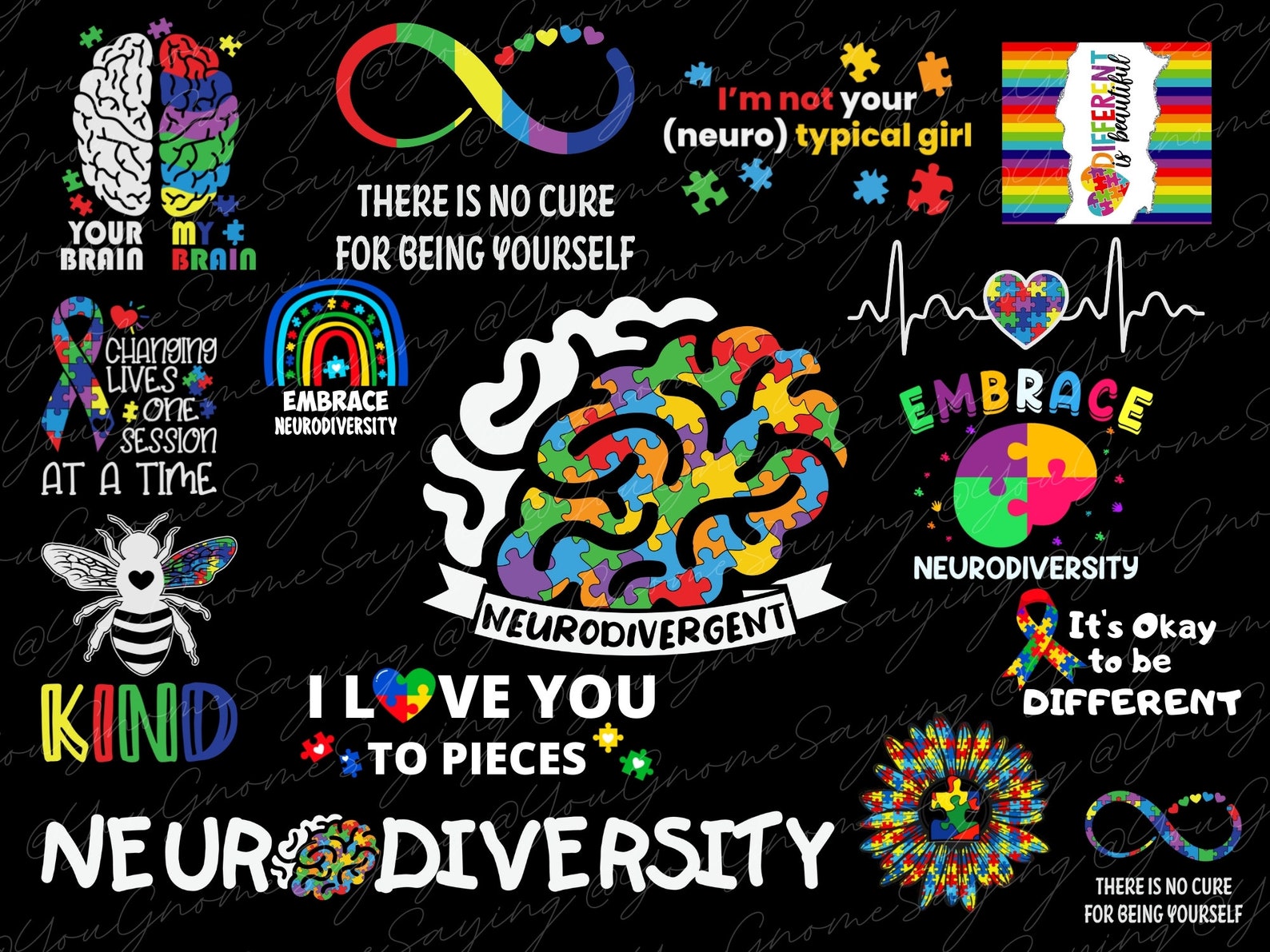 Bundle 15 Neurodiversity Png Autism Adhd Add Aspergers Etsy 