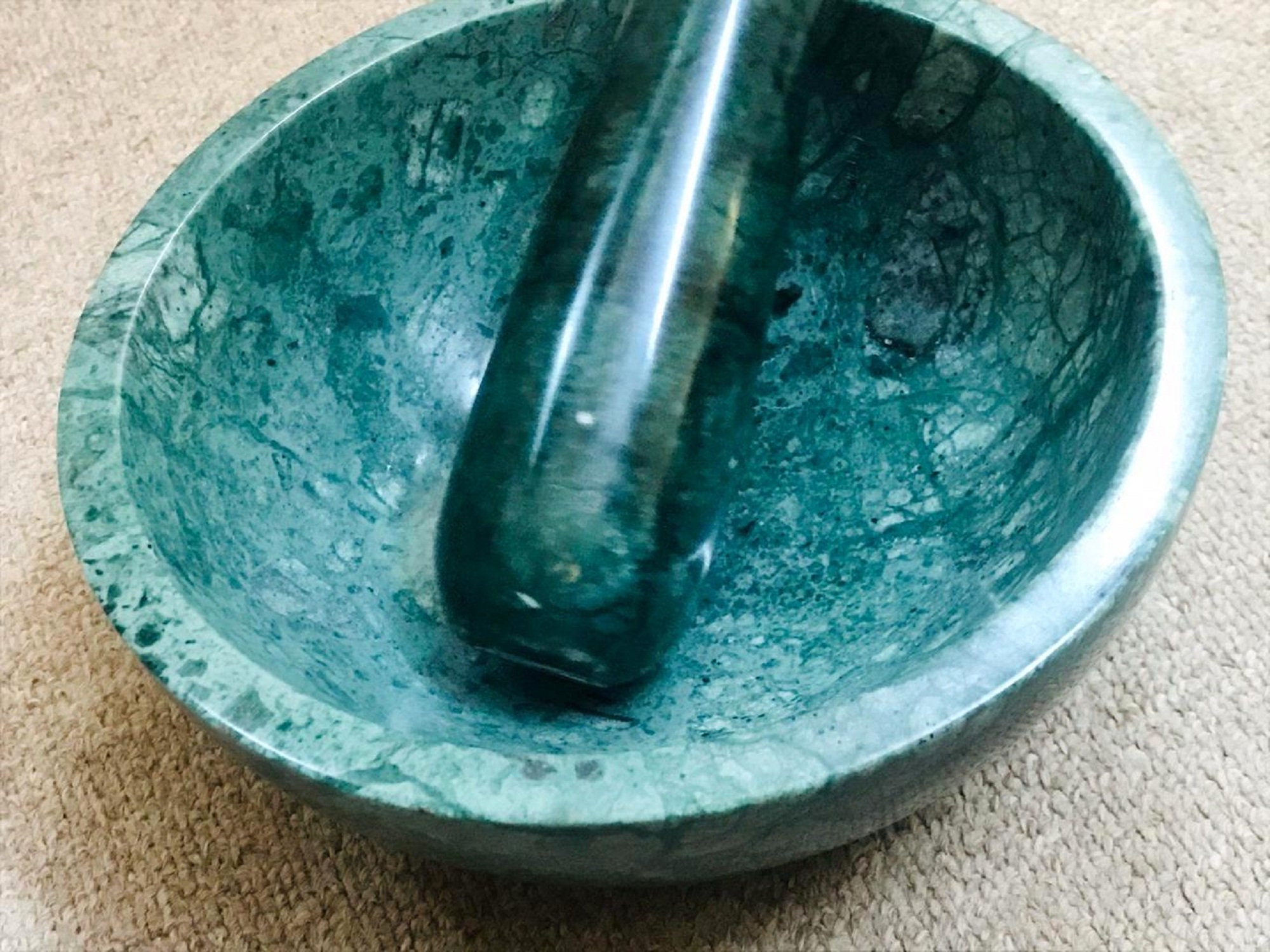 Mortar and Pestle Set 7 Large Green Granite | Etsy