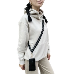 Plain Black Crossbody Mobile Phone Chain, Phone Strap, Hands Free Phone ...
