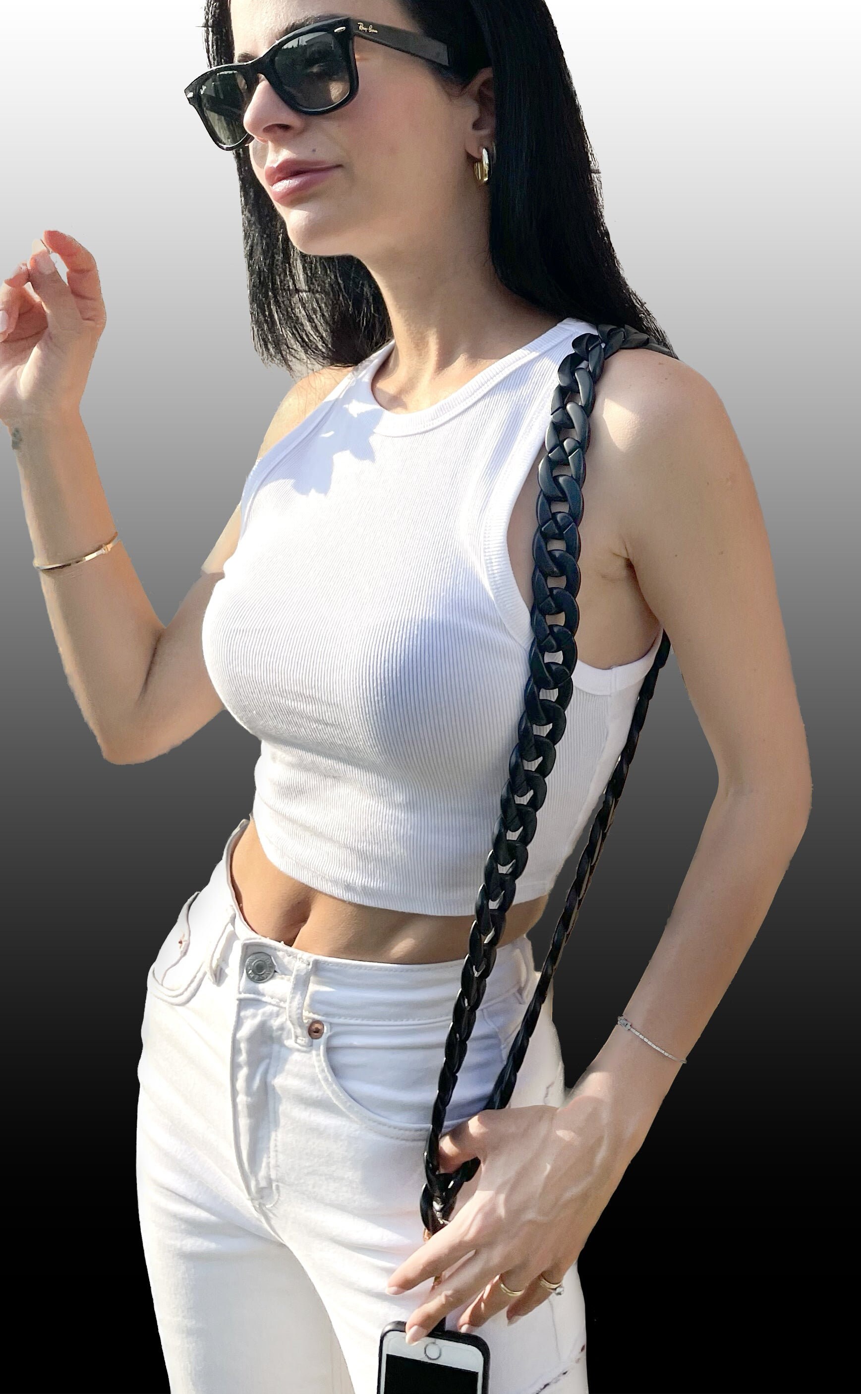 Plain Black Crossbody Mobile Phone Chain Phone Strap Hands - Etsy