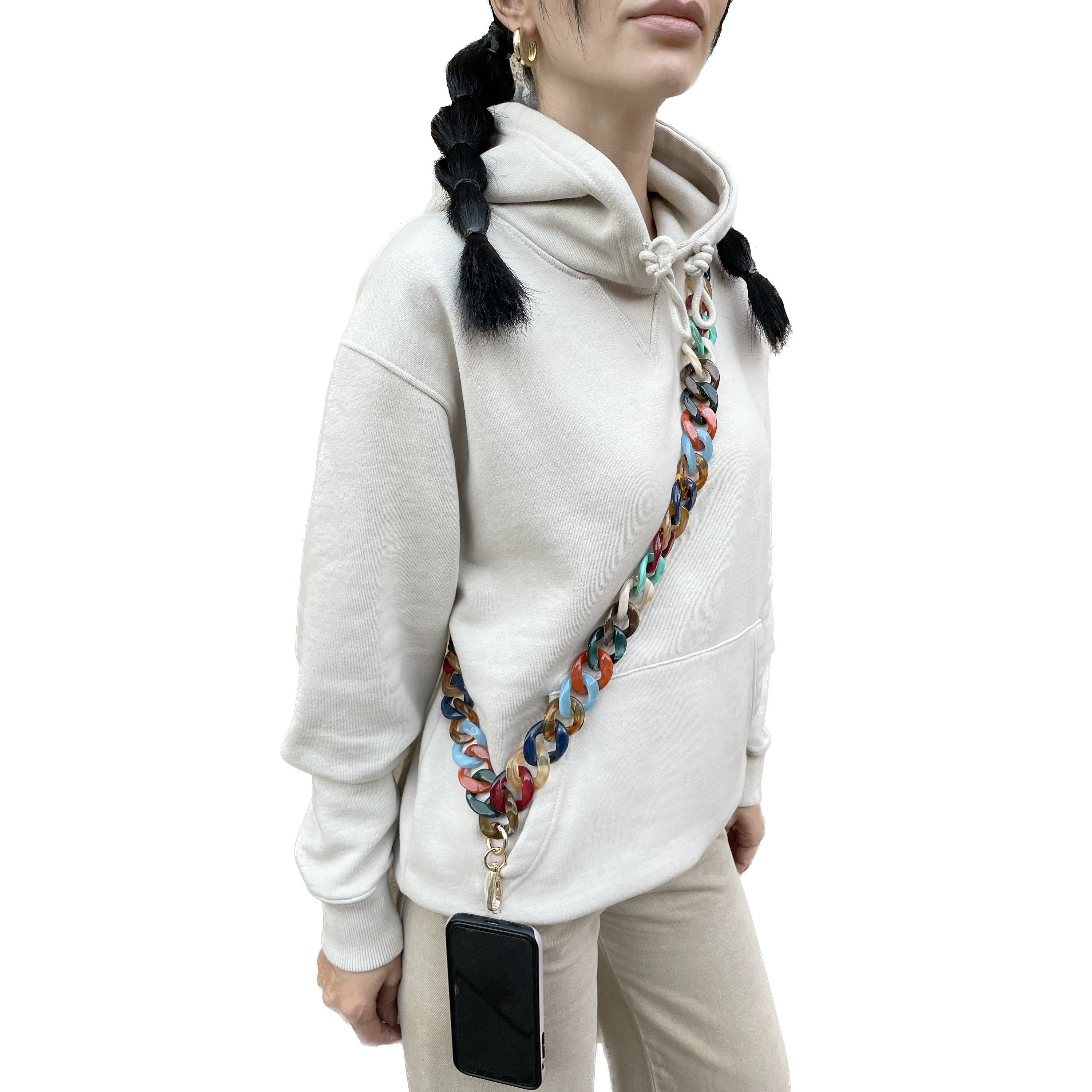 Chunky Multicolour Crossbody Mobile Phone Chain, Phone Strap, Hands ...