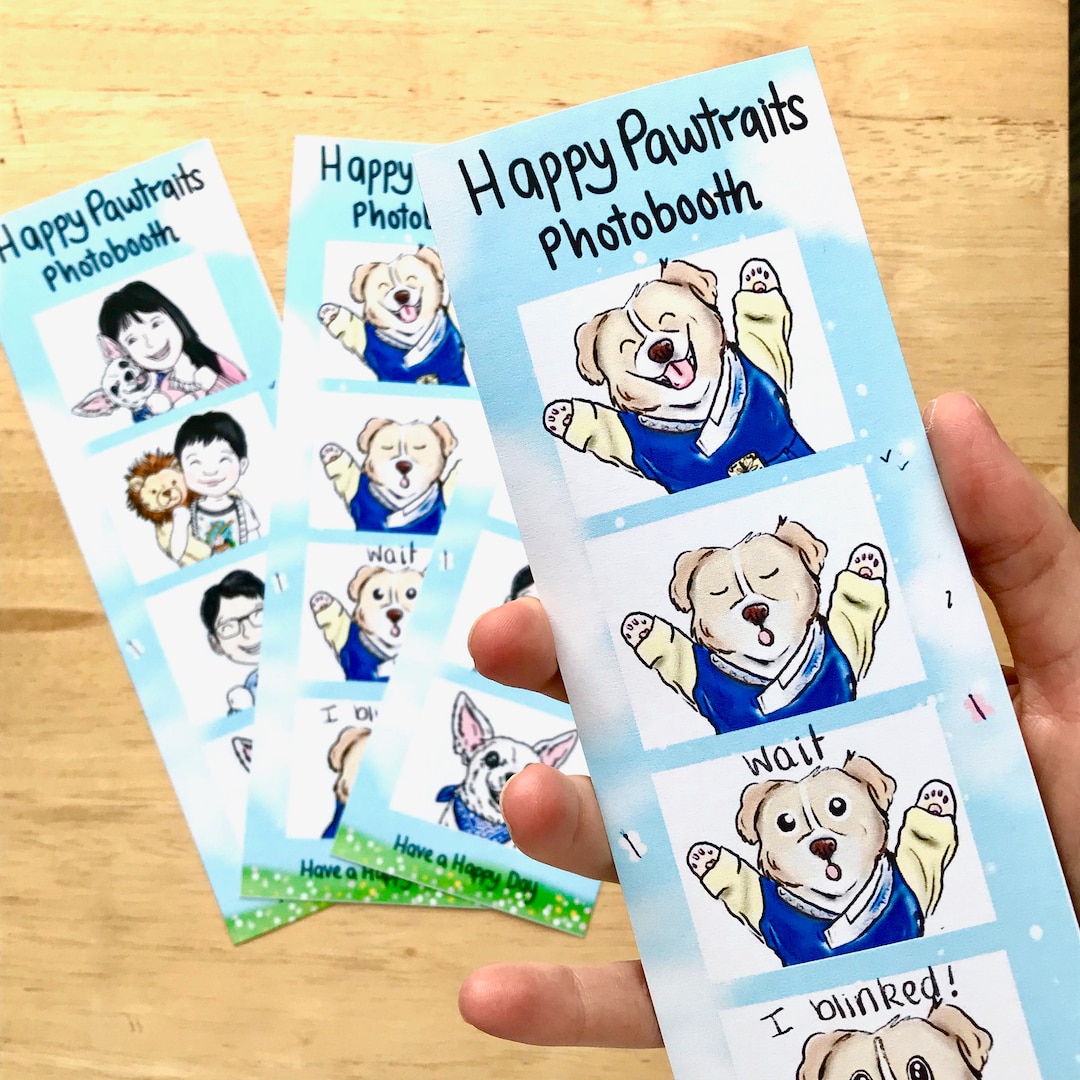 Custom Photo Booth Stickers – Hand-drawn Pet or Human Portraits ...