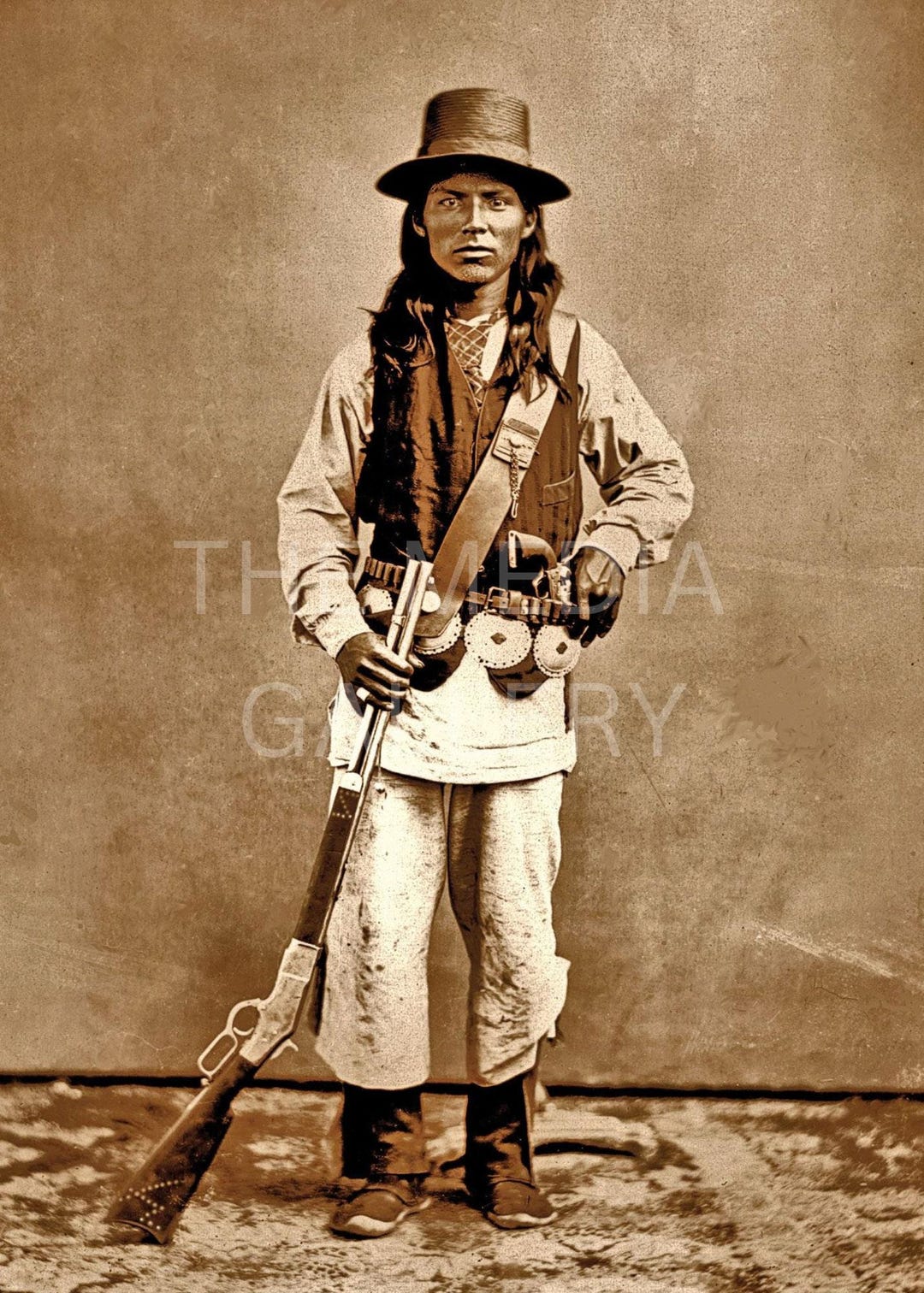 Navajo Warrior & Rifle, 1880s Photo Print Native American Art Vintage ...